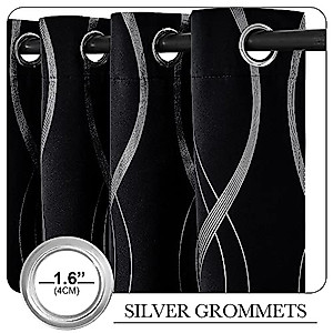 NICETOWN Blackout Curtain Panels 84 inches - Light Reducing Thermal Insulated Solid Grommet Blackout Curtains/Panels/Drapes for Living Room/Nursery/Kids Room (Set of 2, 52 inches by 84 Inch, Black)