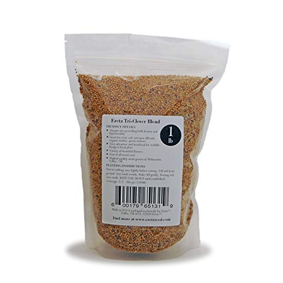 Tri-Clover by Eretz - Three Part Blend of Clovers Providing Beauty, Cover, and Natural Attractant. No Coatings or Fillers, Premium Seeds (1lb)