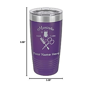 LaserGram 20oz Vacuum Insulated Tumbler Mug, Manicure, Personalized Engraving Included (Dark Purple)