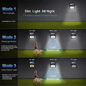 IZENGATE Solar Lights Outdoor, PIR Motion Sensor 3 Modes Solar Security Lights IP65 Waterproof Solar Lights Outdoor Solar Wall Lights for Front Door, Backyard, Garage, Deck, Pathway,Porch (112LED)