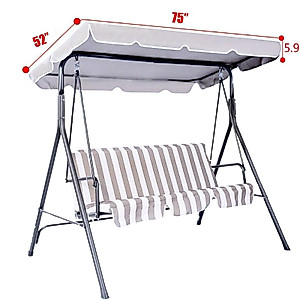 Swing Canopy Replacement, Waterproof Swing Top Cover, Garden Swing Seat Canopy Cover for 52" x 5.9" x 75" Outdoor Garden Patio Yard Park Porch Seat Furniture（Grey）