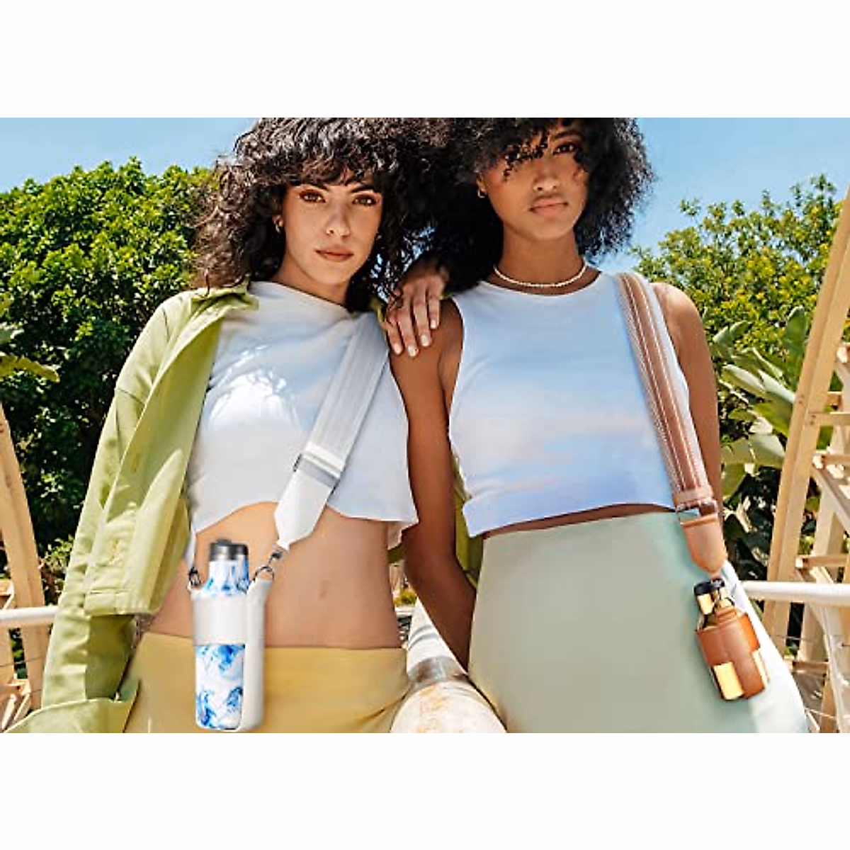 Meoky High-Fashion Water Bottle with Straw Lid and Strap, the Hottest Fashion Accessory for Women and Girls (17oz Silver)