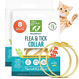 Only Natural Pet EasyDefense Flea & Tick Cat Collar - Feline Flea Collars Flea and Tick Control - Pet Flea Care That Protects up to 4 Months - for Cats (2 Pack)