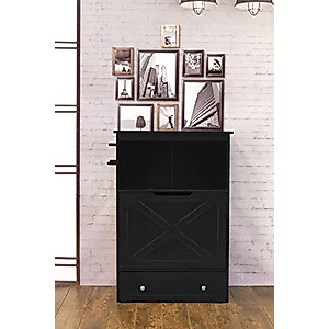 zoovilla Windsor Pet Feeders with storage - dog bowl stand, pet feeder station, Black 13.78?D x 24.02?W x 35.04?H