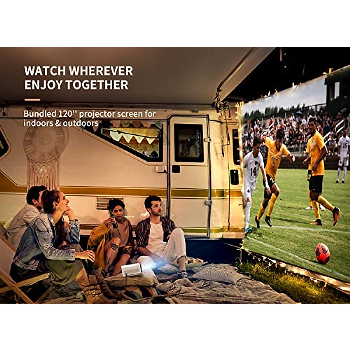 Mini Projector with 5G WiFi and Bluetooth, ALVAR 15000L 450 ANSI Native 1080P Portable Projector 4K Support, Outdoor Movie Projector with 120" Screen & 400" Display Compatible w/ TV Stick/HDMI/USB/PS5