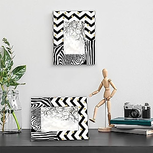 Pardick Zebra Stripe 5x7 Picture Frame, Zebra Polka Dots Wooden Photo Frame for Wall Mounting or Tabletop Living Room Bedroom Home Decor