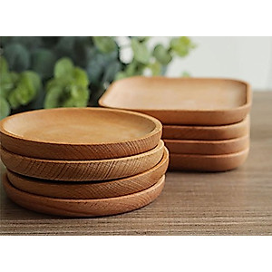 CAN_Deal 4-Pack 5" Natural Beech Wood Square Serving Dishes, Mini Dessert Plates
