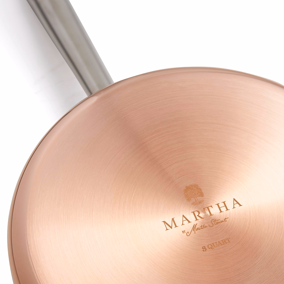 Martha by Martha Stewart 3-Quart Stainless Steel Low Saucepan w/Lid - Copper Exterior/Satin Interior