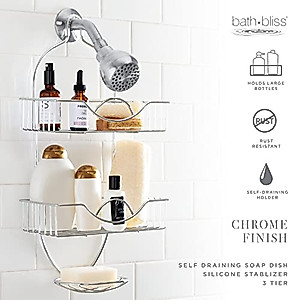 Bath Bliss 2 Tier Rainbow Design Shower Caddy | Over the Shower Head | Bathroom Organizer | Shampoo and Soap Holder | Rust Resistant | Chrome