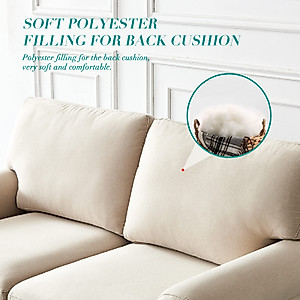 LUMISOL 56" W Loveseat Sofa, Modern Linen Small Love Seat Couch, 2 Seater with Scroll Arms and Nailhead for Living Room, Bedroom, Office, Apartment