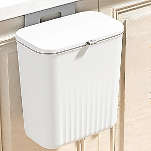 Sooyee 3 Pack 12L/3.2 Gal Kitchen Compost Bin for Countertop or Under Sink, Hanging Small Trash Can with Lid for Cupboard/Bathroom/Bedroom/Office/Camping,Compost Bucket White