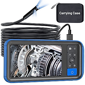 Dual Lens Endoscope Camera with Light, Teslong 4.5" HD Snake Borescope Inspection Camera, Automotive Scope Camera with Flexible Cable, Home Waterproof Fiber Optic for Sewer Drain Pipe (16.5ft)