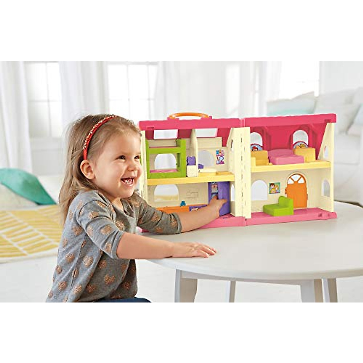 Fisher-Price Little People Toddler Playset, Surprise & Sounds Home, Playhouse with Music Phrases and Figures for Preschool Pretend Play