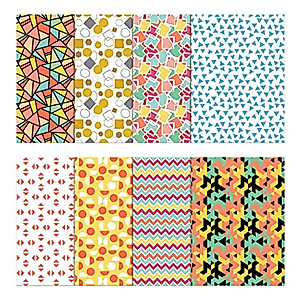 Soimoi 8 Pc Fat Quarter Bundle, Geometric Abstarct Collection Print 18"x 22" DIY Patchwork- 100% Cotton Pre-Cut Quilting Fabric Multicolor