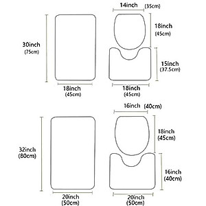 Fancyine 3 Pieces Bath Rugs Sets Tropical Palm Tree Soft Non-Slip Absorbent Toilet Seat Cover U-Shaped Toilet Mat for Bathroom Decor Summer Plant and Beach