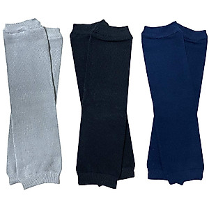 juDanzy 3 Pairs of Navy Black and Gray Baby and Toddler Boys Solid Colors Leg Warmers