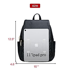 KKXIU Women Backpack Purse Fashion Vegan Leather Rucksack Travel School Shoulder Bag Daypack with Multiple Pockets (Black)