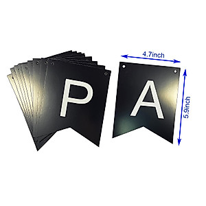 Black Happy Birthday Banner, Black Happy Birthday Bunting Banner with White Letters Birthday Party Decoration Supplies