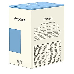 Aveeno Soothing Bath Treatment with 100% Natural Colloidal Oatmeal for Treatment & Relief of Dry, Itchy, Irritated Skin Due to Poison Ivy, Eczema, Sunburn, Rash, Insect Bites & Hives, 8 ct.