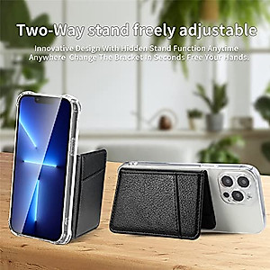 TopFunny Wallet Stick on Phone Case, Credit Card Holder for Back of Phone Cases Flip Leather Wallet Sleeve Pouch Compatible with iPhone, Samsung Galaxy Android Most Smartphones Black
