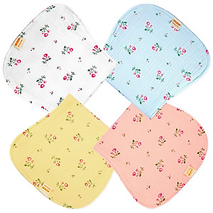MUKIN Baby Burp Cloths Perfect for Newborn Burping Cloths/Burp Bibs 4 Pack Burping Rags for Boys and Girls
