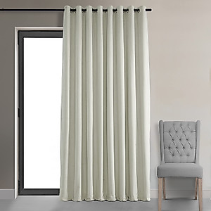 HPD Half Price Drapes Extra Wide Grommet Blackout Velvet Curtains 96 Inches Long Heat & Full Light Blocking Blackout Curtains for Bedroom & Living Room (1 Panel), 100W x 96L, Off White