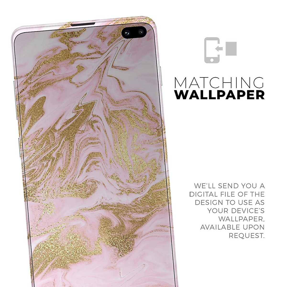 DesignSkinz Rose Pink Marble & Digital Gold Frosted Foil V10 Protective Vinyl Decal Wrap Skin Cover Compatible with The Samsung Galaxy S20 (Screen Trim & Back Glass Skin)