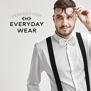 Man of Men Sequin Bow Ties for Men - Pre-tied Adjustable Length Bowtie, Many Colors to Choose From (Silver)