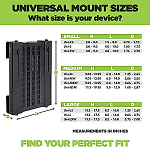 HIDEit Mounts Uni-NSM Mount - Made in USA - Black Steel Adjustable 1U Network Device Wall Mount for A/V Components, Mount for Network Switch, Ethernet Splitter and Ethernet Switch