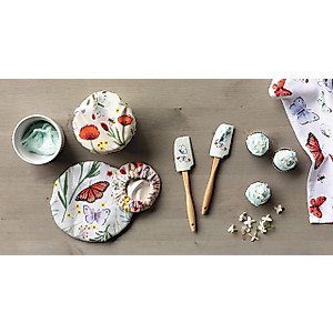 Now Designs Morning Meadow Save It Reusable Cotton Mini Bowl and Jar Covers 3.5 inches, 4.5 inches and 6.5 inches, Set of 3