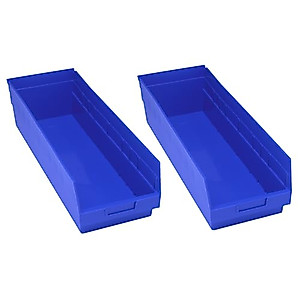 QUANTUM STORAGE SYSTEMS K-QSB214BL-2 2-Pack Store-More 6" Plastic Shelf Bins, 23-5/8" x 8-3/8" x 6", Blue