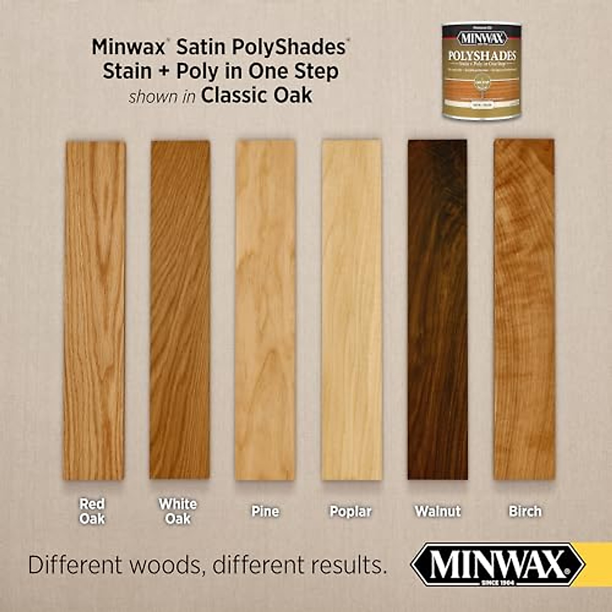 1/2 pt Minwax 21370 Classic Oak PolyShades Wood Stain and Polyurethane, Satin