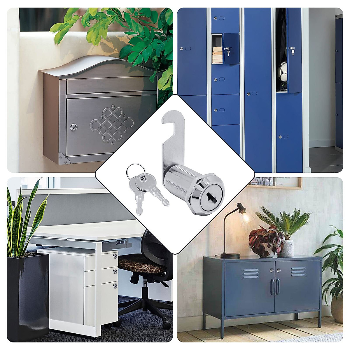 SWZHAI 3 Pcs Cabinet Cam Locks, 1-1/8" Mailbox Lock Cabinet Locks Keyed Alike Drawer Locks with Keys, Zinc Alloy Tool Box Locks Rv Compartment Locks for Secure Important Files and Drawers