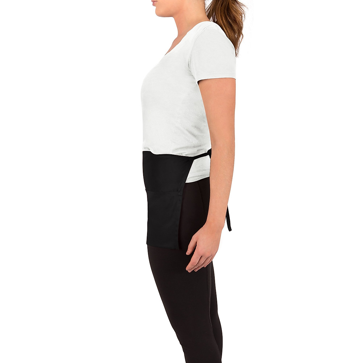 KNG Waitress Apron with 3 Pockets – 11 inch Waist Apron - Black