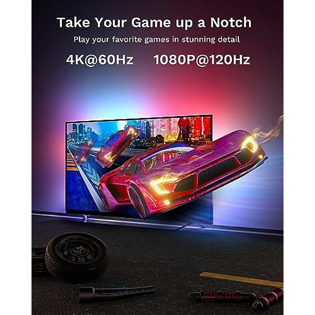 Lytmi TV LED Backlight with HDMI 2.0 Sync Stick Immersive RGBIC Backlight for 56-75 inch TVs Plug and Play Cuttable TV Light Strips Sync TV Lights for Games Music Movies