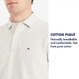 Tommy Hilfiger Men's Polo Shirt Regular Fit, Tommy Black Large