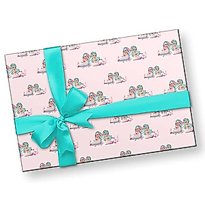 Pastel Mermaid Friends Luxury Gift Wrap, Thick Wrapping Paper, Sea Theme Floral Fairy Princess Birthday Party Decor (One 20 inch x 30 inch sheet)