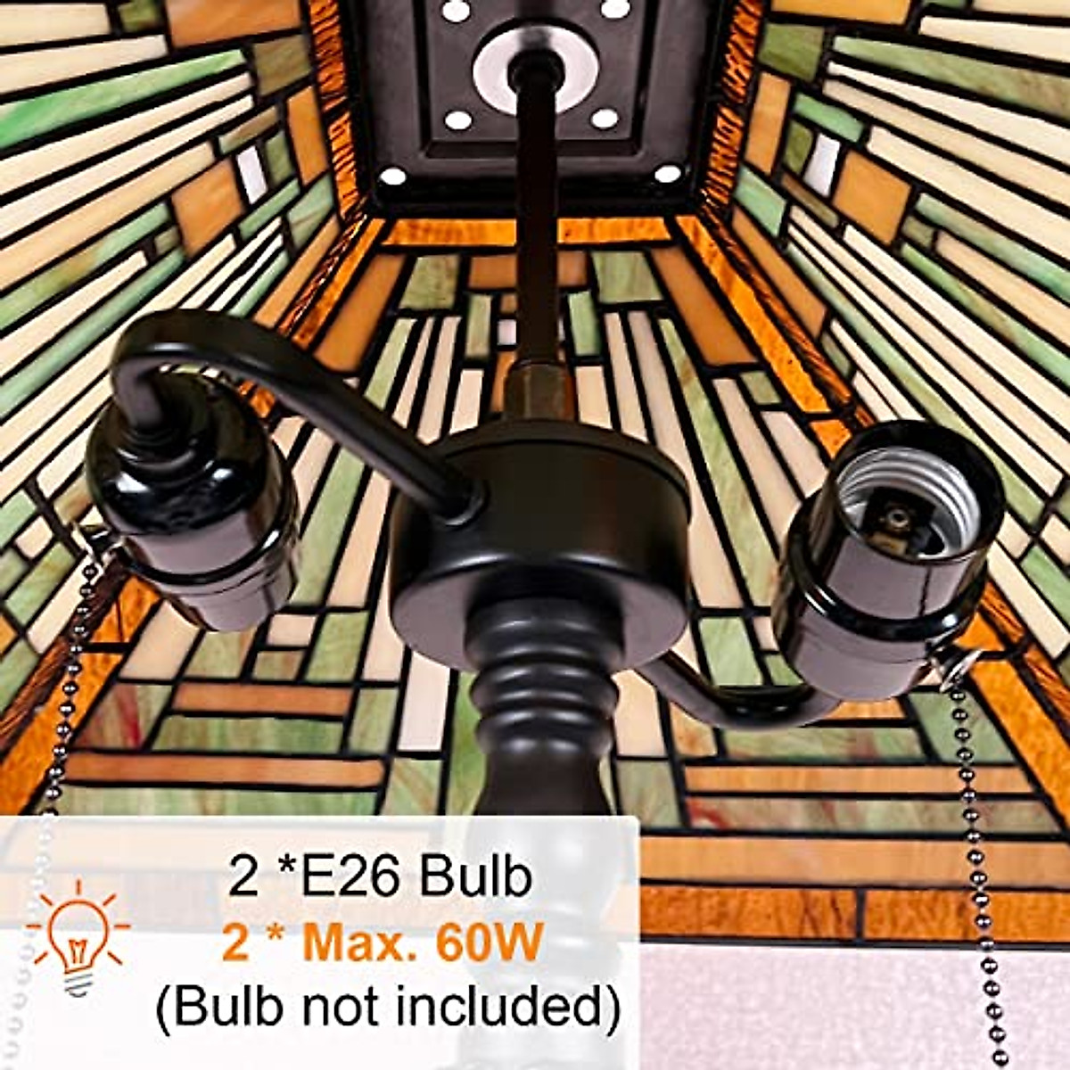 COTOSS Tiffany Floor Lamp,Mission Style 16" Wide Stained Glass Floor Light for Reading,Antique 2 Lights Standing Tall Lamp for Living Room Bedroom