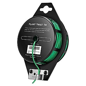 VIVOSUN 328 Feet PE-Coated Twist Tie, Roll Spool Dispenser with Cutter Secure Garden Plant Multi-Function Cable Snack Tie, Green