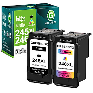 GREENBOX Remanufactured Ink Cartridges 245 and 246 Replacement for Canon PG-245XL CL-246XL PG-243 CL-244 for Canon PIXMA MX492 MX490 MG2920 MG2922 MG2420 IP2820 Printer (1 Black 1 Tri-Color)