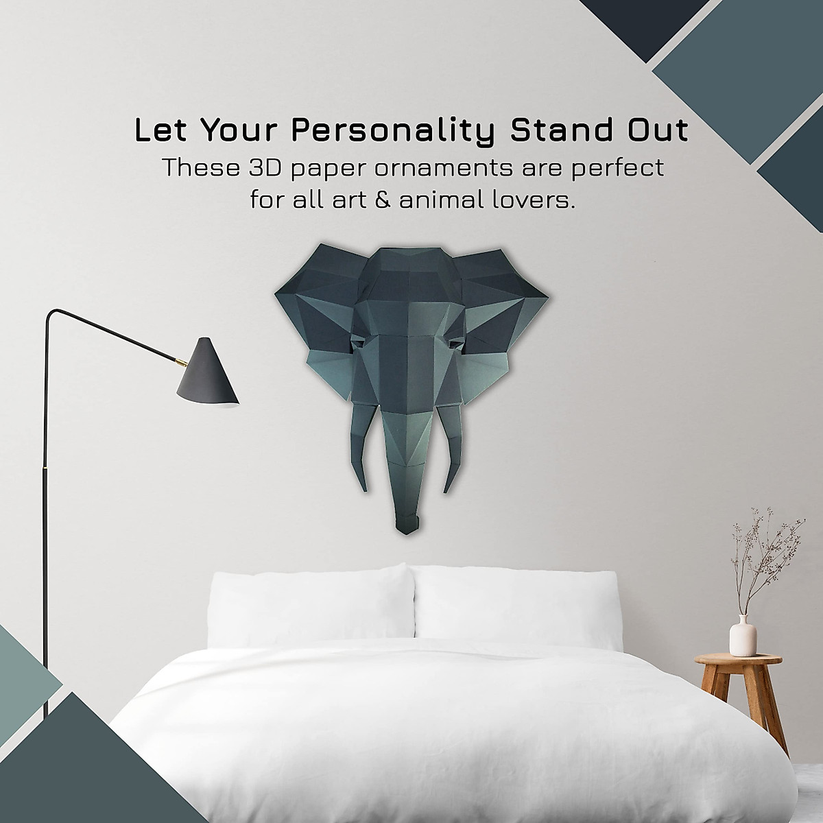 3D Paper Animal Wall & Art Decor - Pre-fold & Pre-cut Papercraft 3D Animal Model Kits - 250 GSM Puzzled 3D Origami Paper - DIY 3D Puzzle by PaperCraft World - Bunny