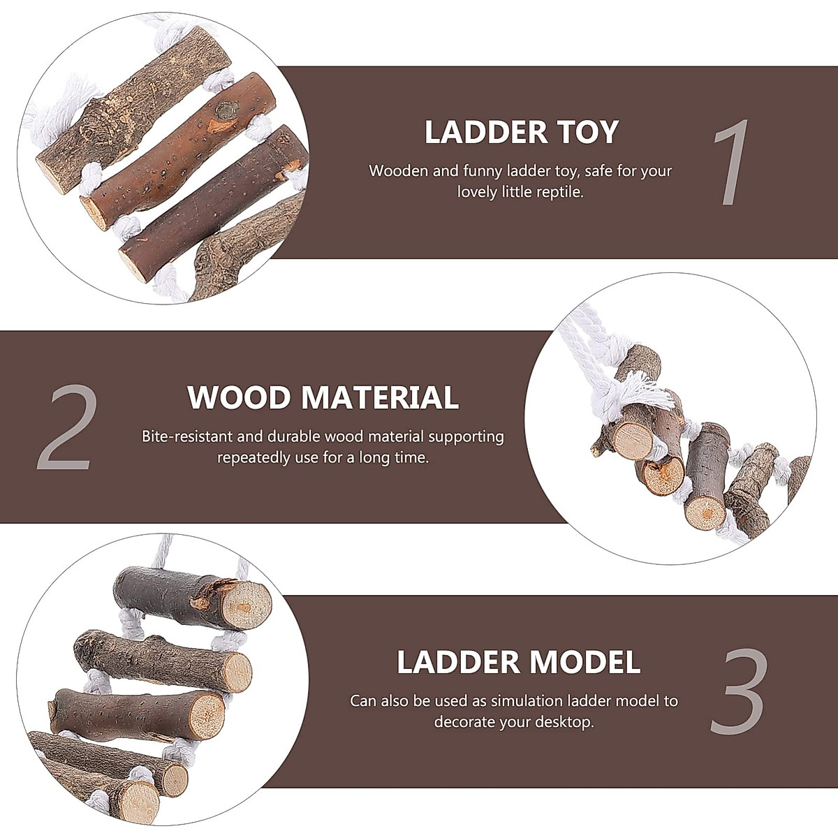 POPETPOP Climbing Pet Suspension Bridge Tank Reptile Bridge Hamster Ladder Budgie Perch Bird Cage Ladder Reptile Hammock Hanging Reptile Bridge Decor Animal Wooden Reptile Bridge Toy Lizard