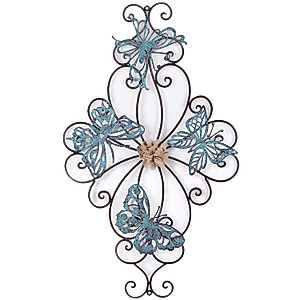 Adeco Metal Butterfly Scroll Wall Sculpture 26.5" Wall Art Decor Hang Indoor Outdoor for Home, Bedroom, Living Room, Office, Garden