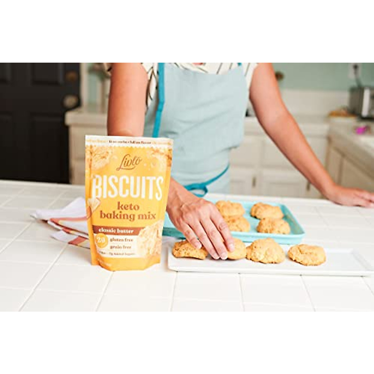 Livlo Keto Biscuit & Bread Mix - Low Carb & Gluten Free Baking Mix - 2g Net Carbs - Fast, Easy and Delicious Keto Friendly Food - 10 Servings - Classic Butter Biscuits