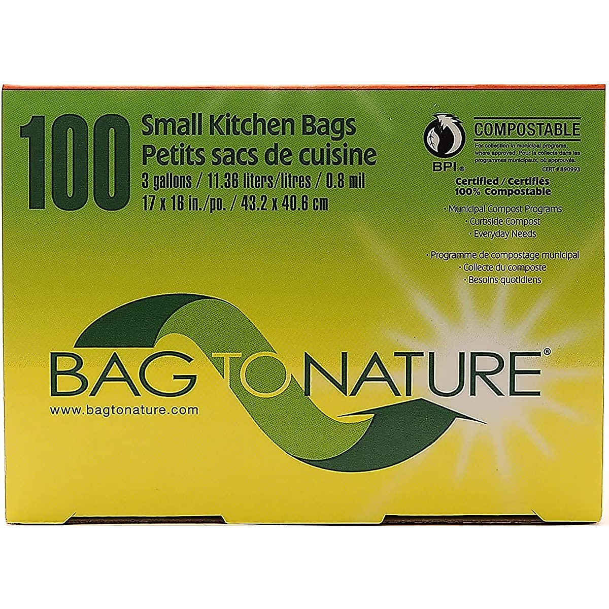 Bag-To-Nature Compostable Bag And Liner (3 gallon, 100 Count)