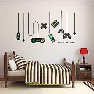3 Sheets Game Wall Stickers Video Game Wall Decals, Vinyl Gaming Wall Stickers Eat Sleep Game Wall Decal for Boys Kids Men Bedroom Home Playroom (Separated Game Boy Style)