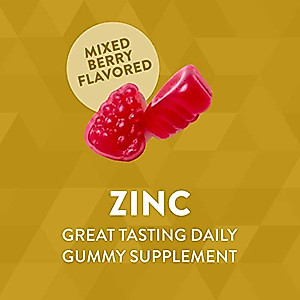 Nature’s Way Zinc Gummies, Supports Immune Function*, 11 mg per Gummy, Mixed Berry Flavored, 120 Gummies