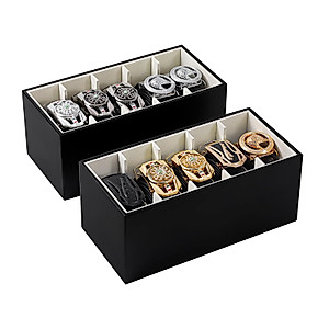 Coorganisers 2 Packs Leathers Belt Organizer, 5 Grids Belt Organizer for Closet and Drawer, Stackable Dresser Drawer Organizers, Tie Organizer for Men, Belt Tie Holder, Belt Tie Storage Organizer