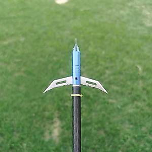 LeeMui Hunting Aluminum Archery Broadheads Blades Grain Screw-in Arrow Heads Tips Portable Case for Arrowheads Broadheads Blue