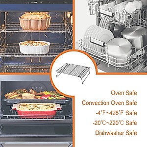 CHEFMADE Baking and Cooling Rack Set, 13.5-Inch 3-Tier Non-Stick Stackable Collapsible Rectangle Wire Rack for Oven Baking (Black)